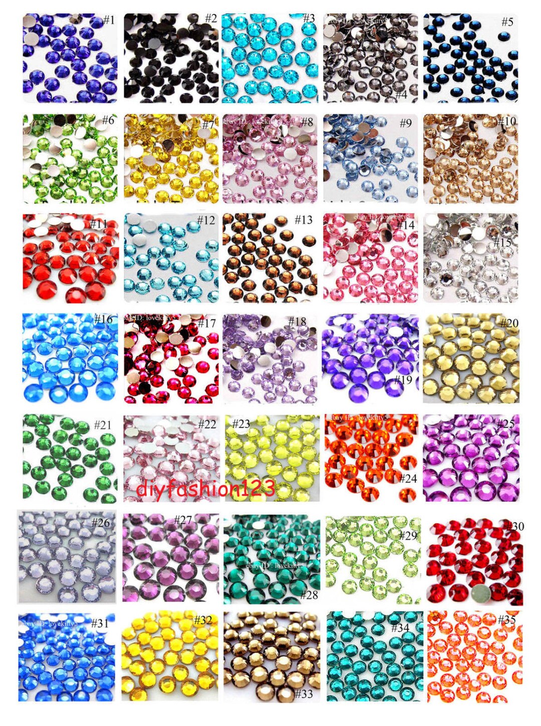 4mm 1000 Pieces / 40 Colors Rhinestones Resin Flatback 14 Fact High ...