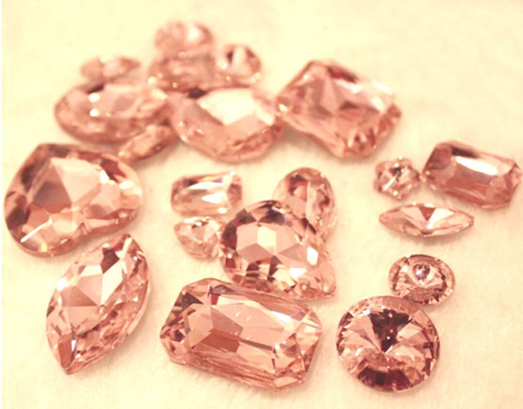 Pink -- 10 Pieces Assorted Cut Back Clear Crystal Glass Gems for ...