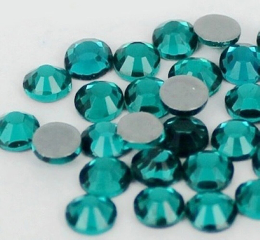 Teal Green -- Hotfix Iron on Rhinestones Glass Rhinestone Flatback ...