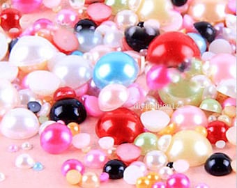 600 Pc AB Mixed Colors & Mixed Sizes Flat Back Resin Pearl | Etsy