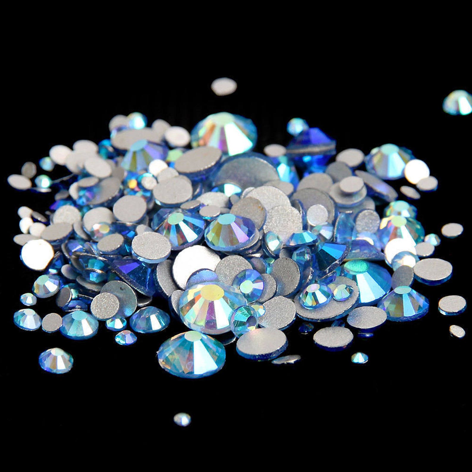 AB Light Blue Crystal Glass Rhinestones Flatback High | Etsy