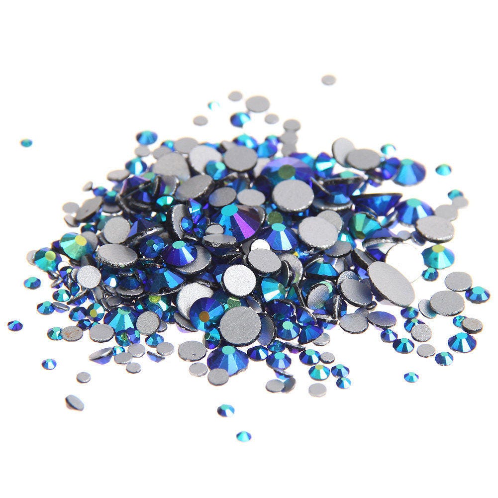 AB Black Crystal Glass Rhinestones Flatback High Quality No - Etsy