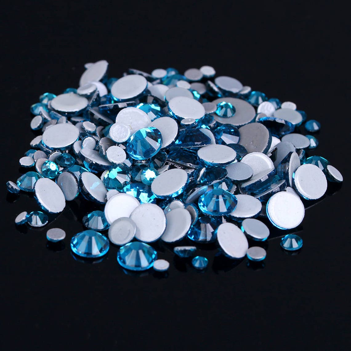 Teal -- 4000 Pcs Assorted 8 Sizes Crystal Glass Rhinestones Flatback ...