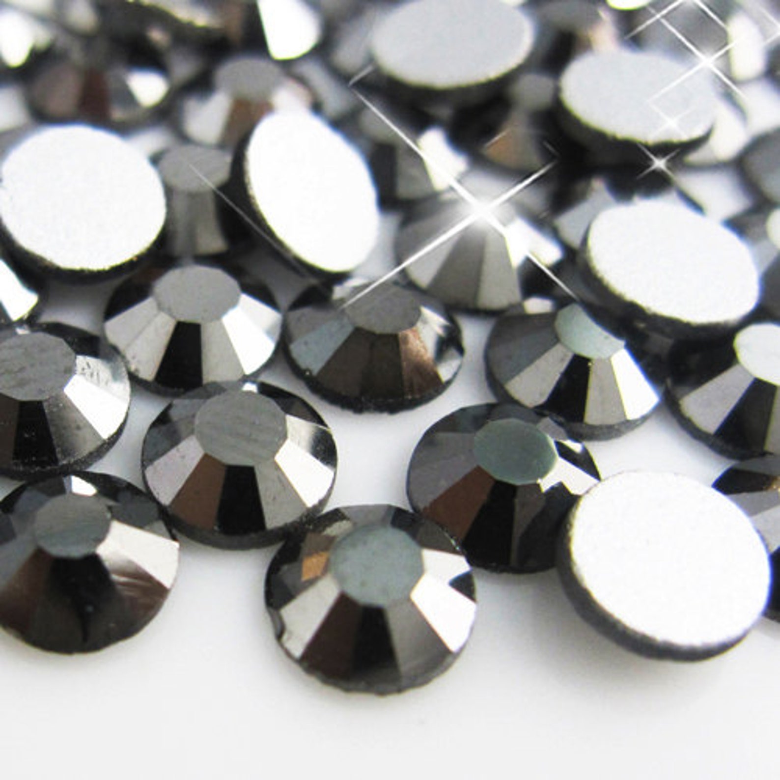 Silver Black Crystal Glass Rhinestones Flatback High - Etsy