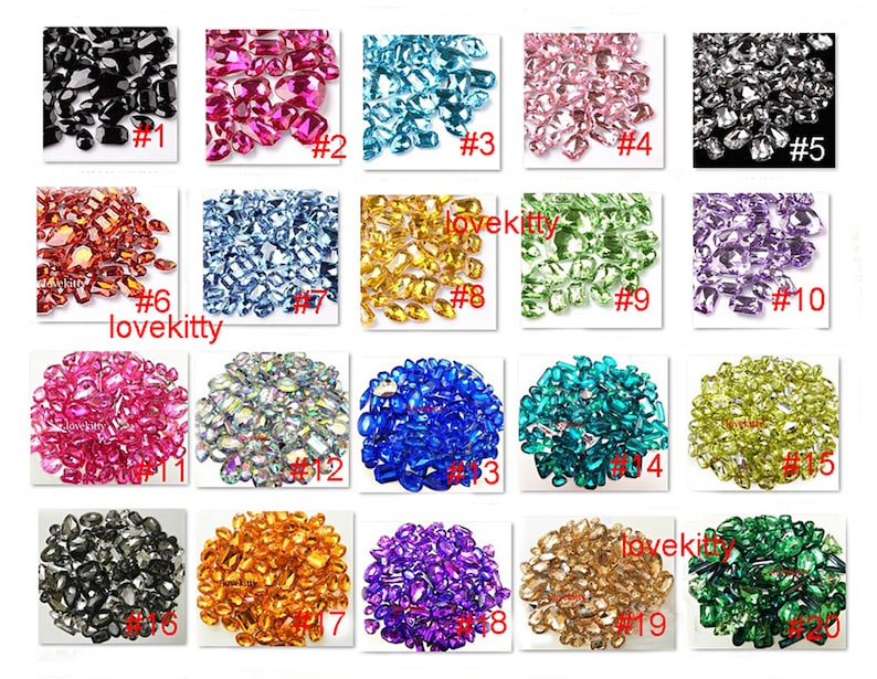 30 Pcs Lot Cut Back Gems Mixed Shapes & Sizes for Diy Project ( Choose ...