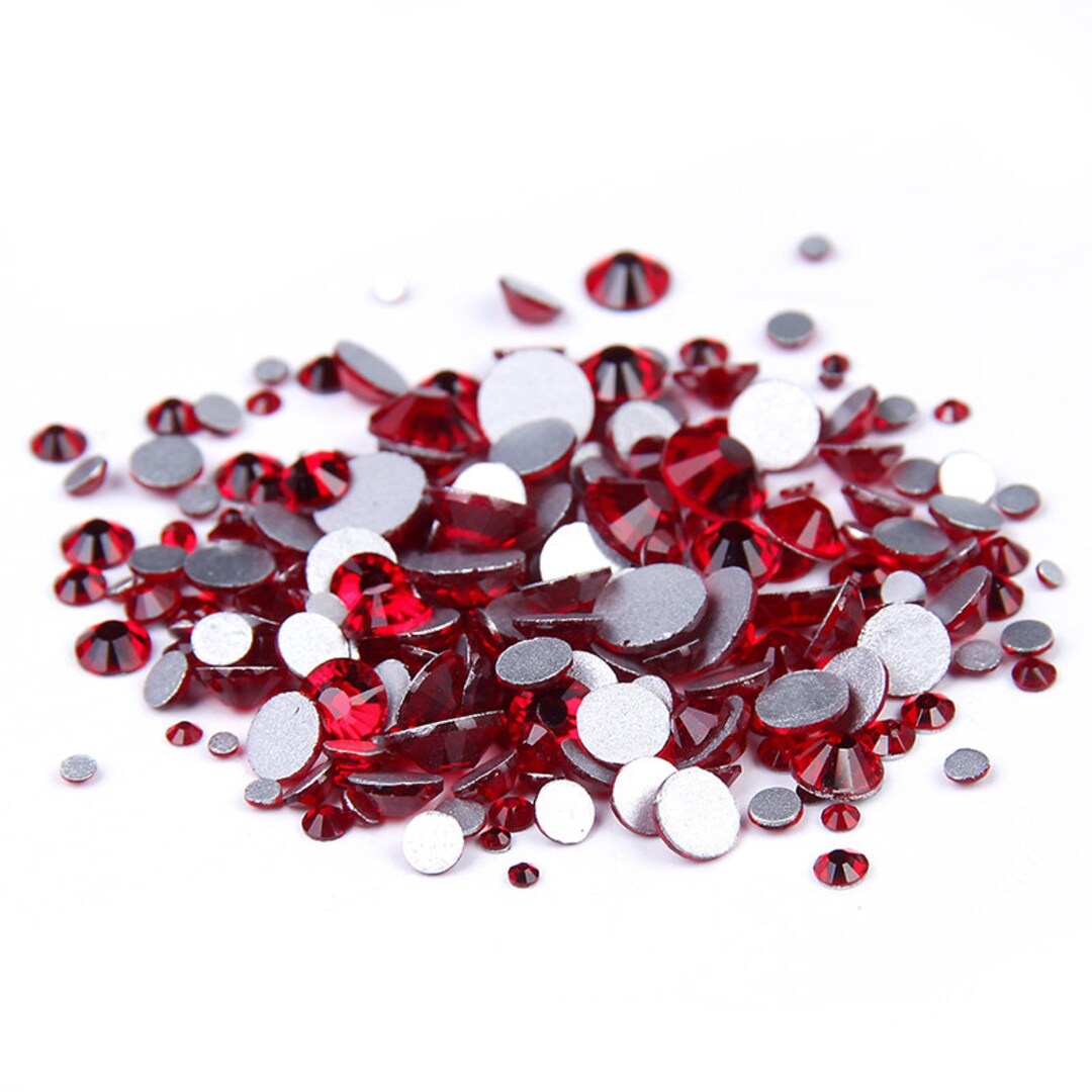Red -- 5000 Pcs Assorted 8 Sizes Crystal Glass Rhinestones Flatback ...