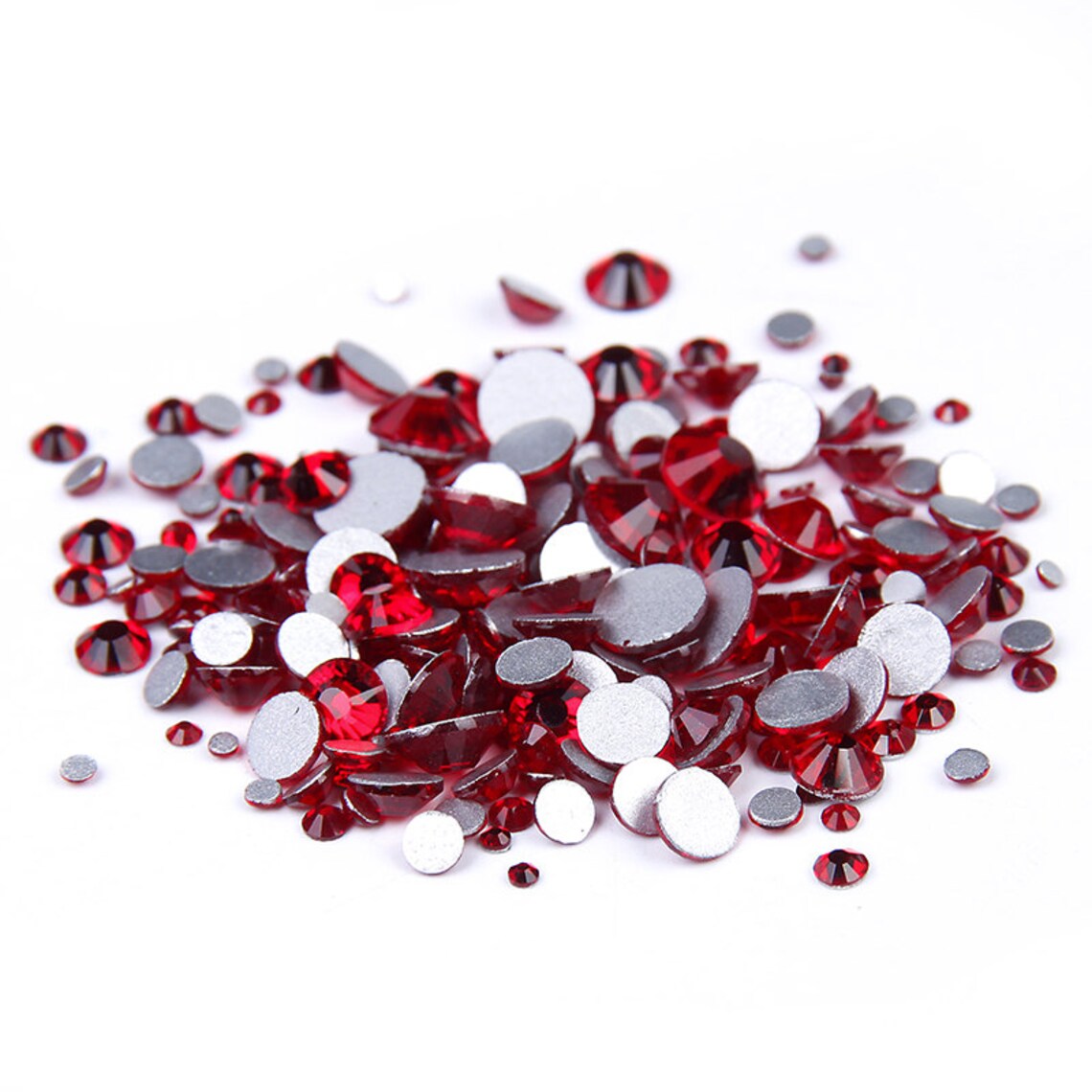 Red -- 5000 Pcs Assorted 8 Sizes Crystal Glass Rhinestones Flatback ...
