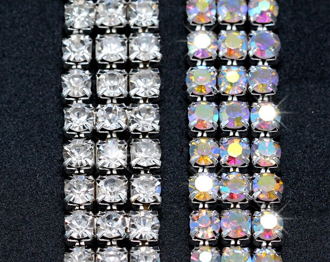 3 Row Silver Tone Teal Clear Rhinestones Trim Crystal - Etsy