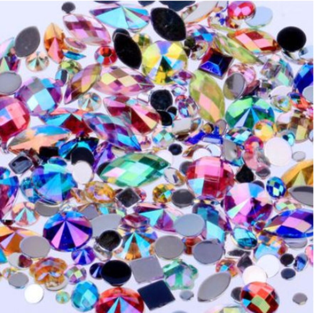 30g Assorted Colors / Sizes AB Gems Rhinestones Mixed Lot Flat Back ...