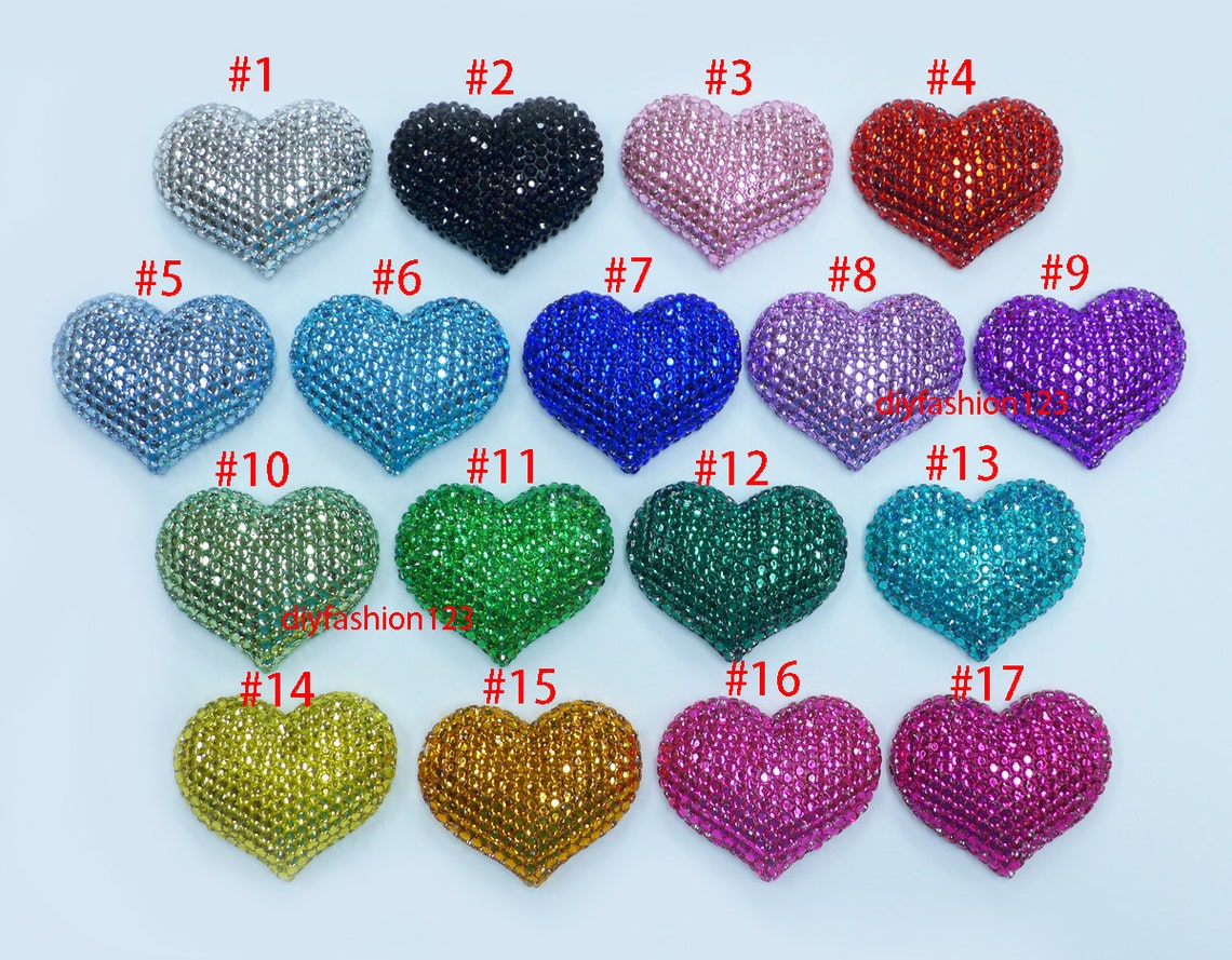 1 Pc Fully Blinged Out Heart Resin Flatback Cabochon | Etsy