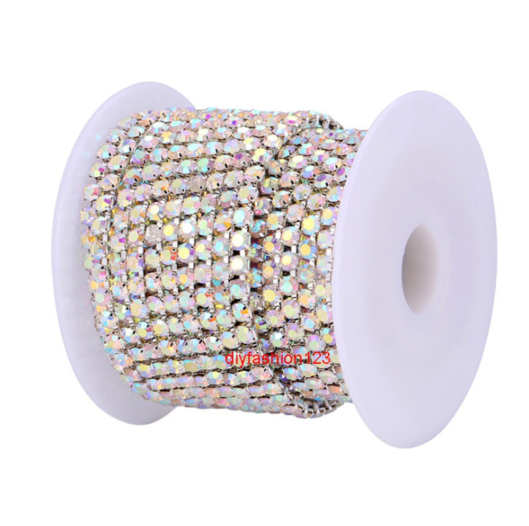 Ab Clear Whole Roll 10 Yards 1 Row Rhinestone Trim 3mm Ss12 Crystal