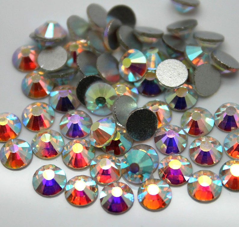 AB Clear -- Crystal Glass Rhinestones Flatback No Hotfix Size SS3 SS4 ...