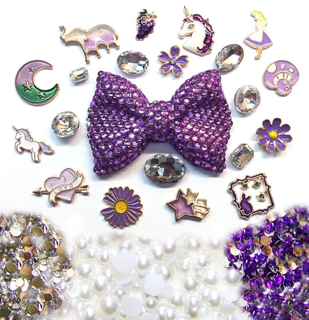DIY 3D Fully Blinged Lavender Bow Bling Bling Flatback Decoden ...