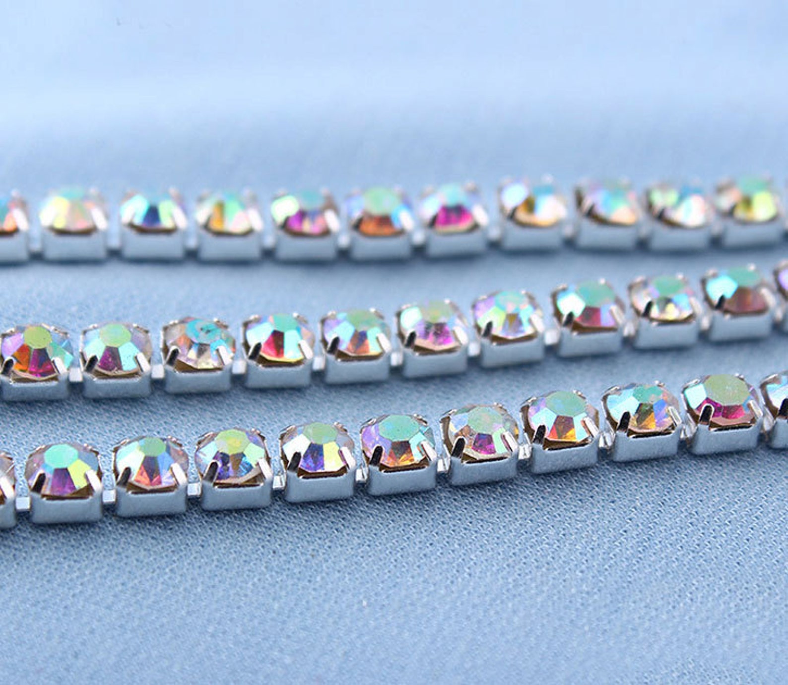 AB Clear Rhinestone Trim - Crystal Trim - Rhinestone Chain - Silver ...