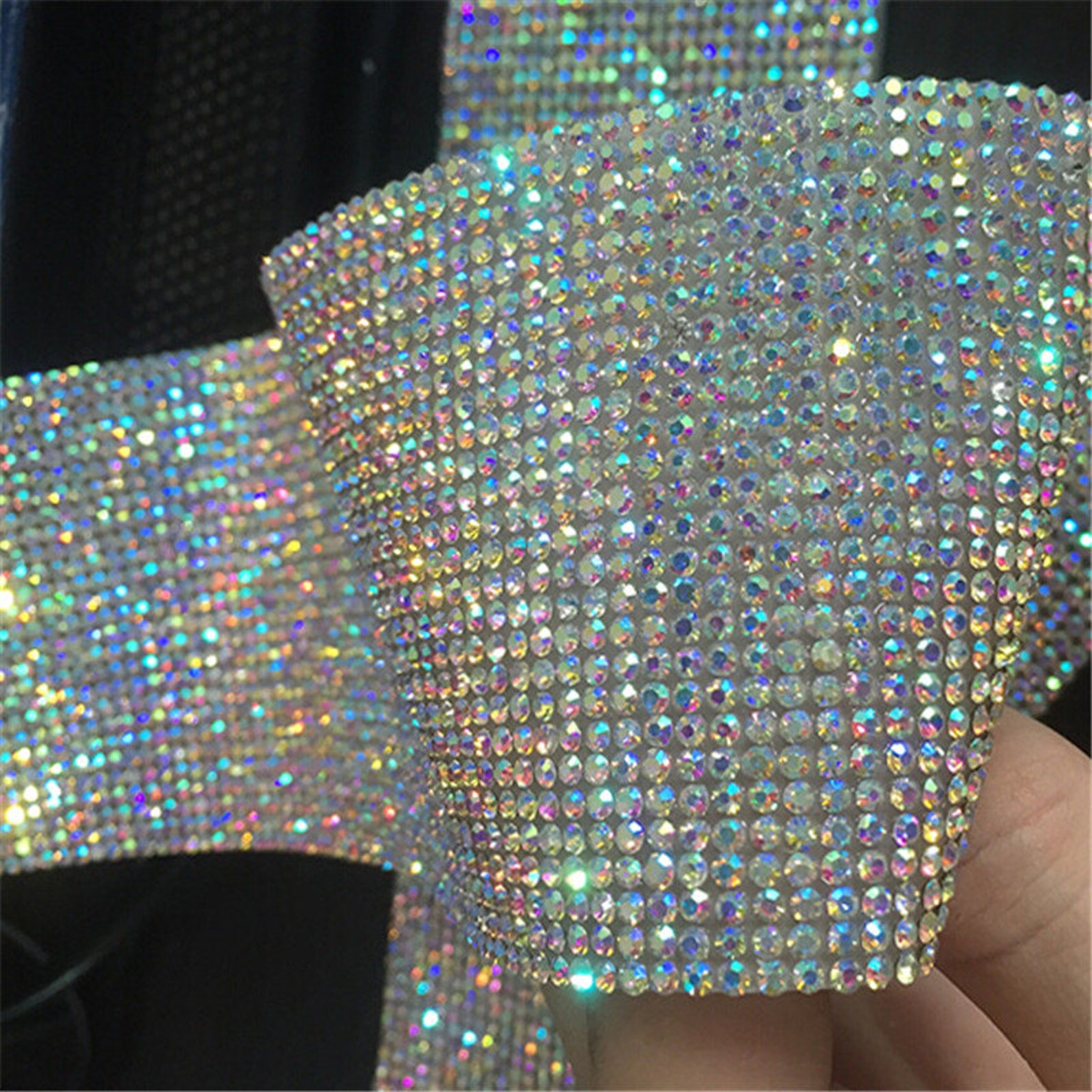 AB Clear - Glass Rhinestones Sheet Self Adhesive Applique / Sticker ...