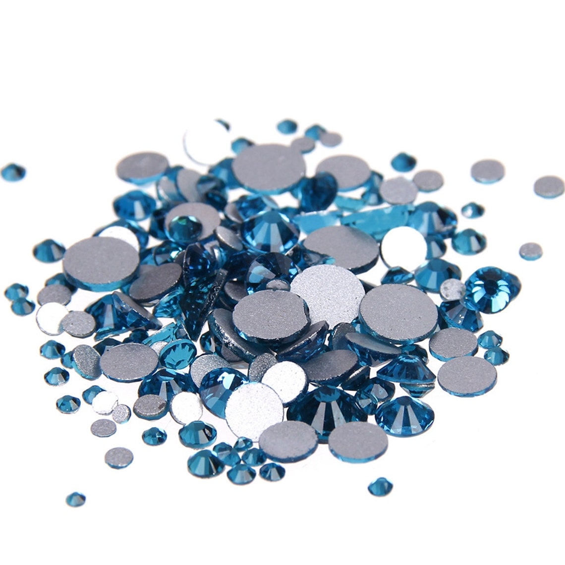 Teal -- 5000 Pcs Assorted 8 Sizes Crystal Glass Rhinestones Flatback ...