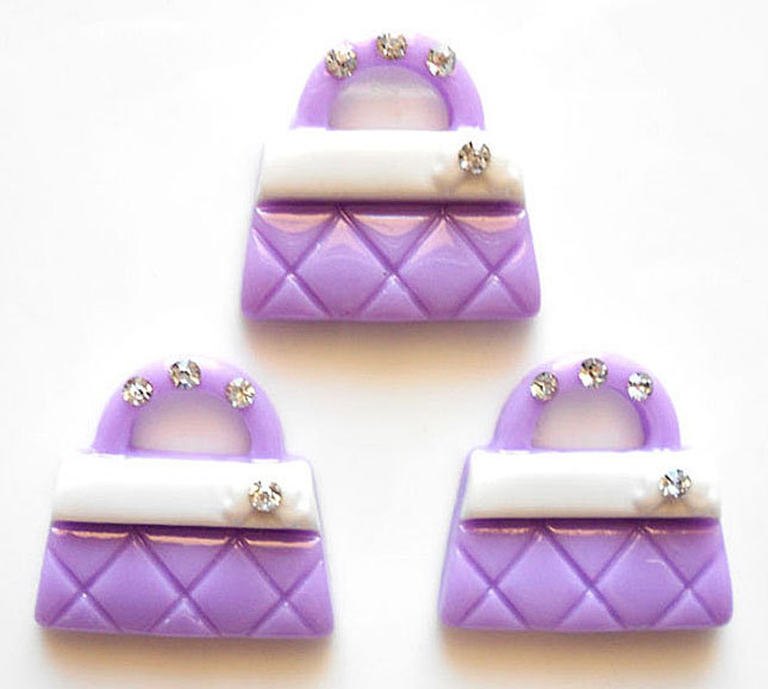 3 Pc Purple Purses ---- Cute Japanese Kawaii Flat Back Resin Decoden ...