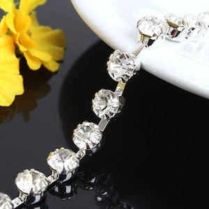6mm Big Rhinestone Trim - Crystal Trim - Rhinestone Chain - Silver ...
