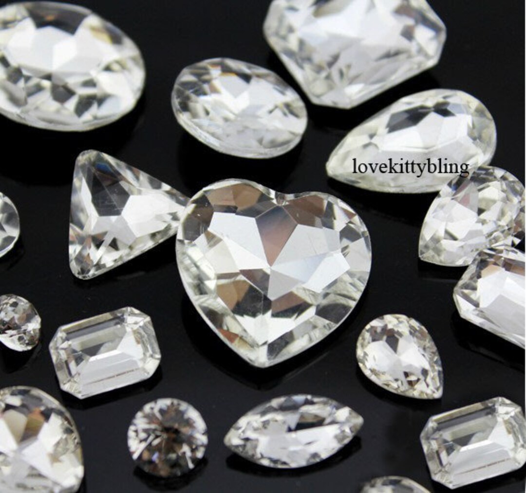 10 Pieces Assorted Cut Back Clear Crystal Glass Gems for DIY Craft ...
