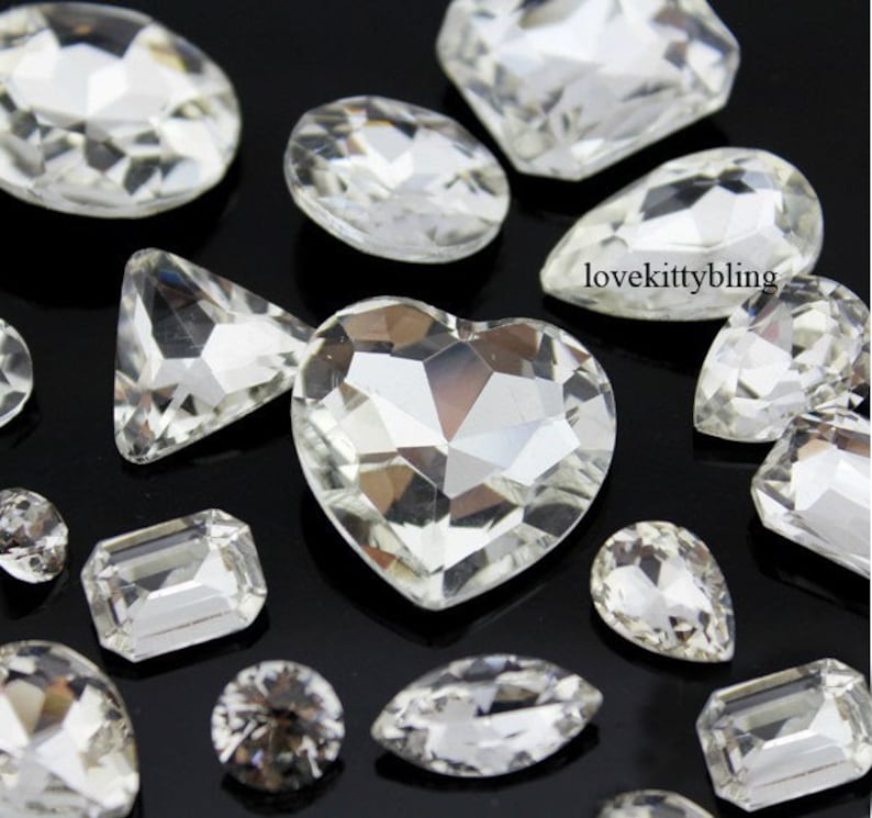 10 Pieces Assorted Cut Back Clear Crystal Glass Gems for DIY Craft ...