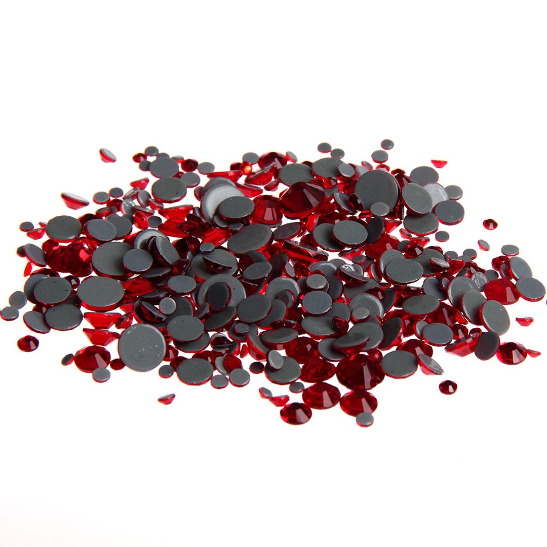 Red -- 4000 Pcs Assorted 8 Sizes Crystal Glass Rhinestones Flatback ...