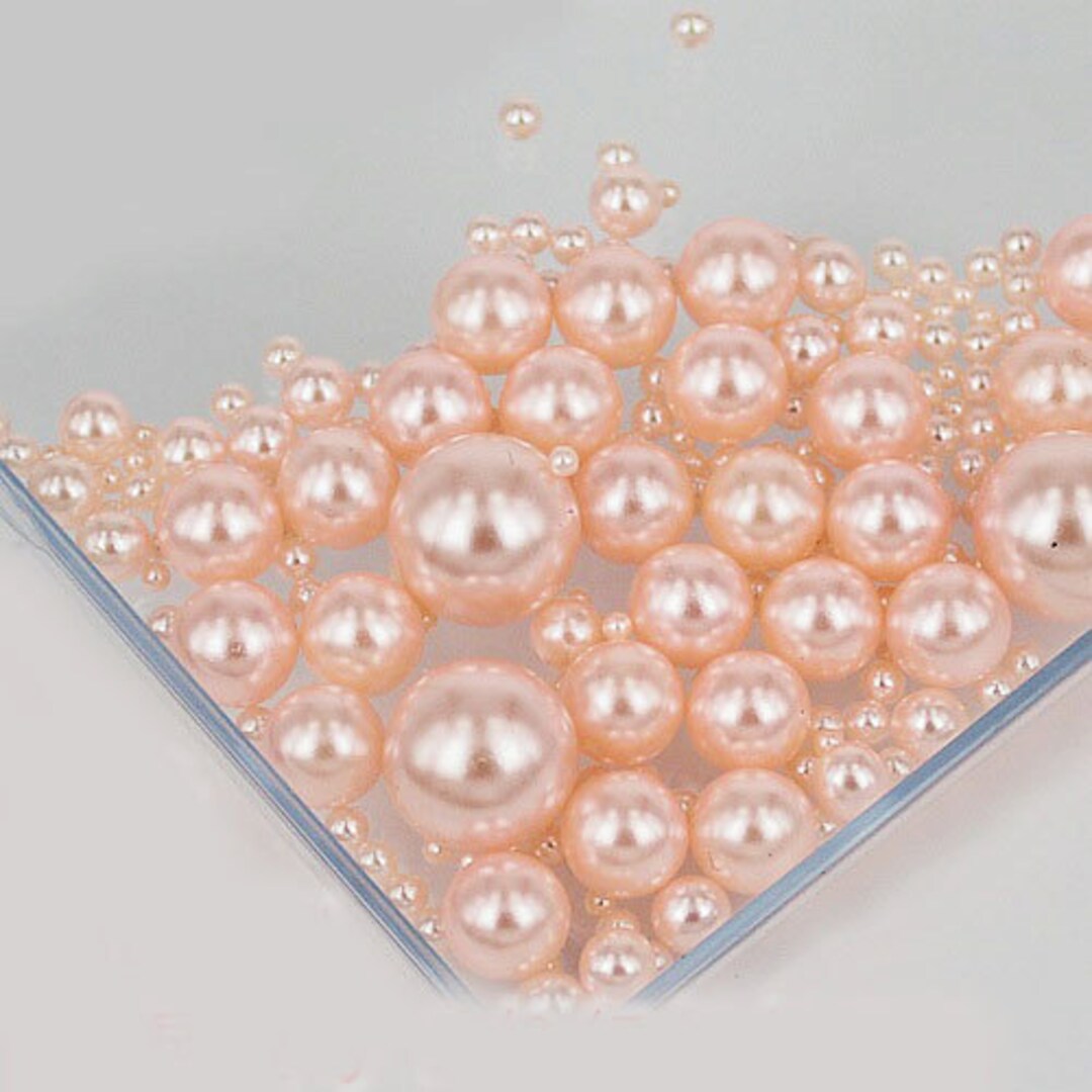 800 Pieces Light Pink Mix Sizes Round Resin Pearl Cabochons No Hole Not ...