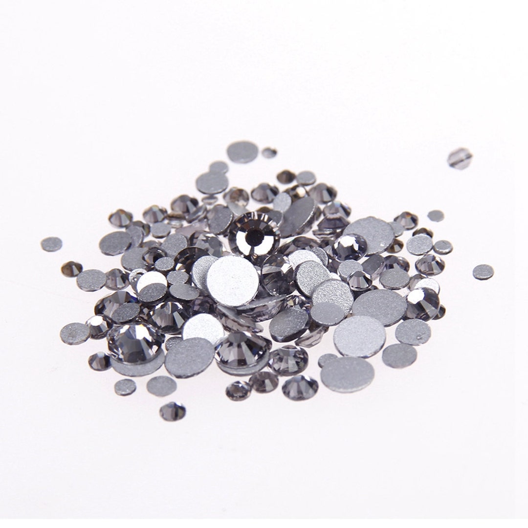 Gray -- 5000 Pcs Assorted 8 Sizes Crystal Glass Rhinestones Flatback ...