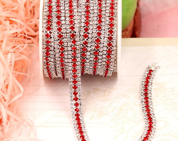 3 Row Silver Tone Teal Clear Rhinestones Trim Crystal - Etsy