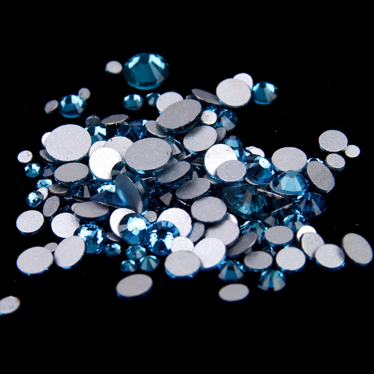 Teal -- 5000 Pcs Assorted 8 Sizes Crystal Glass Rhinestones Flatback ...