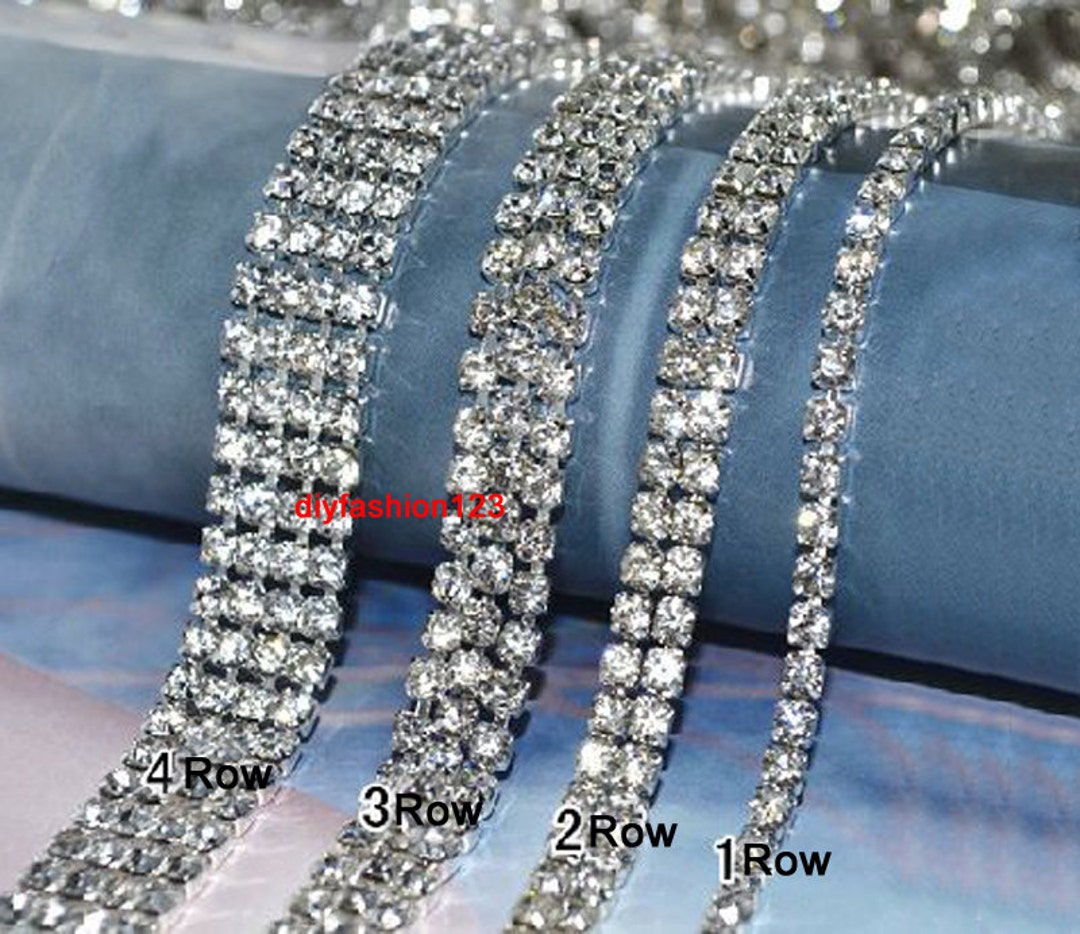Clear Rhinestone Trim Silver Tone - Crystal Trim - Rhinestone Chain ...