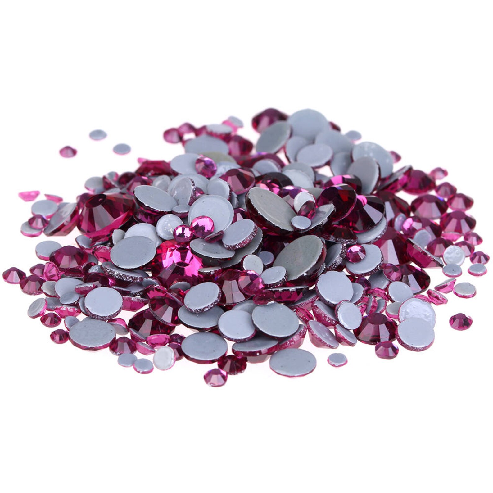 Fuchsia -- 4000 Pcs Assorted 8 Sizes Crystal Glass Rhinestones Flatback ...