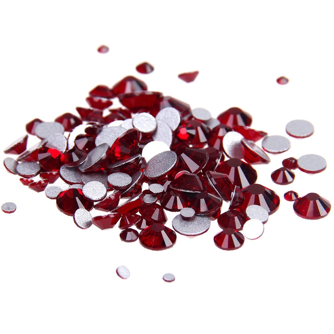 Dark Red -- 5000 Pcs Assorted 8 Sizes Crystal Glass Rhinestones ...
