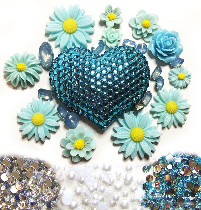 DIY 3D Blinged Pink Heart Bling Bling Kawaii Resin Flatback Decoden ...