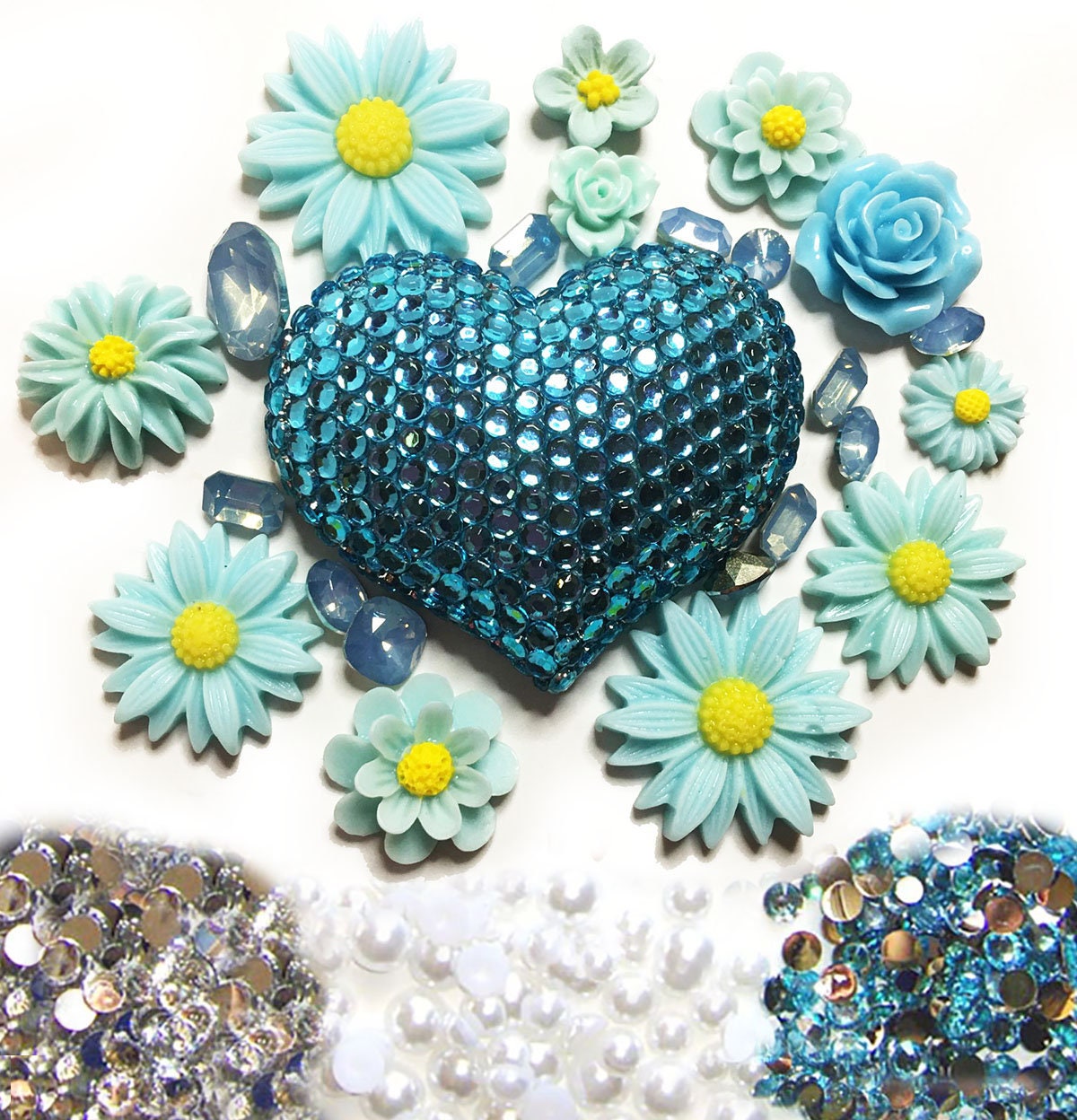 DIY 3D Blinged Pink Heart Bling Bling Kawaii Resin Flatback | Etsy