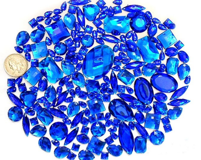 30g AB Dark Blue Assorted Sizes AB Gems Rhinestones Mixed Lot - Etsy