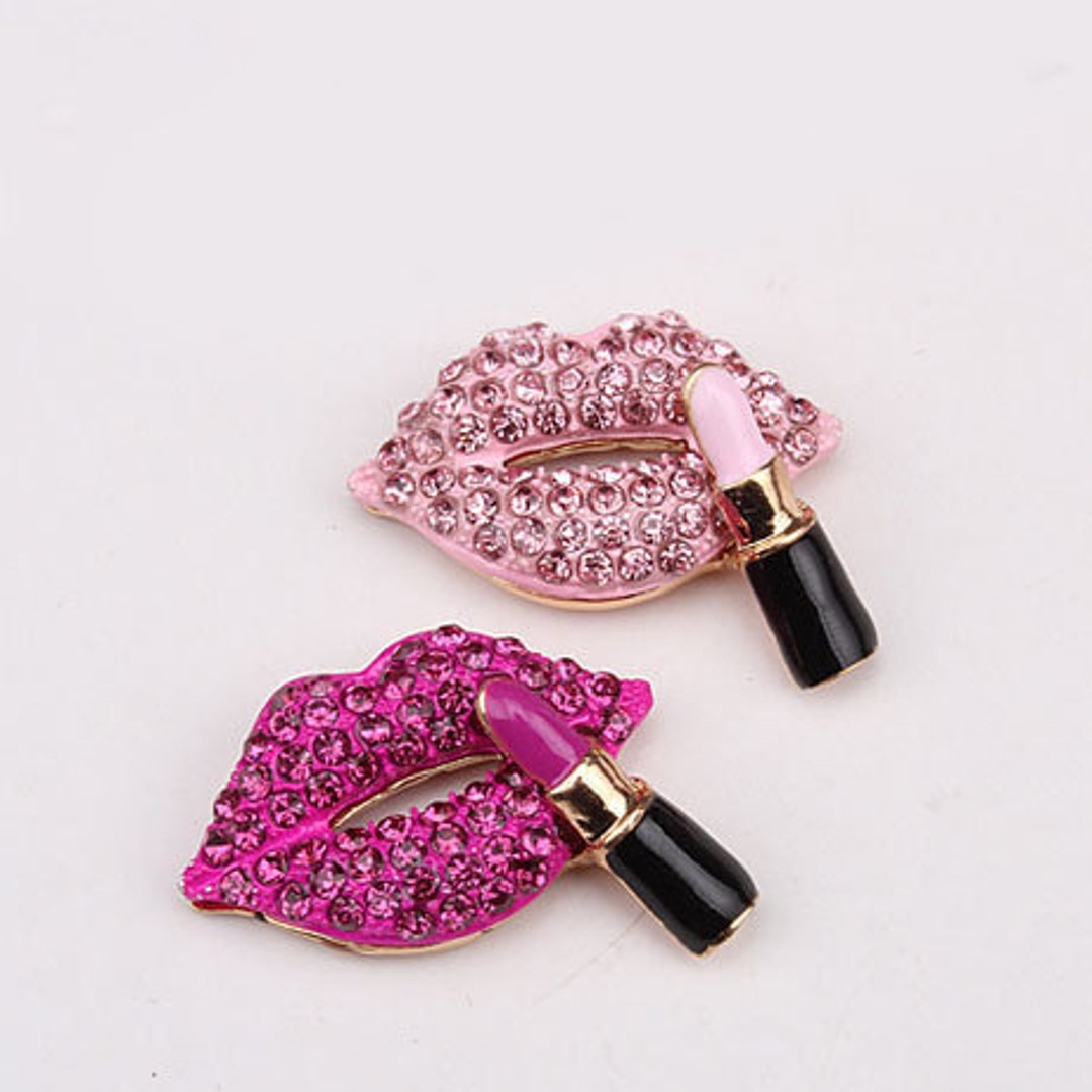 1 Piece Lips Alloy Rhinestone Bling Bling Decoden Piece for Your Craft ...