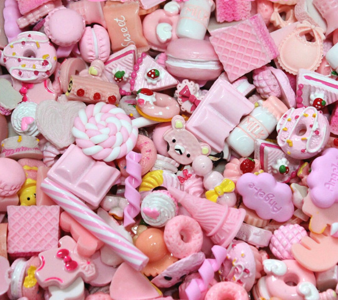 20 Pcs Mixed Wholesale Lot Pink Color Cute Kawaii Flatback Resin ...