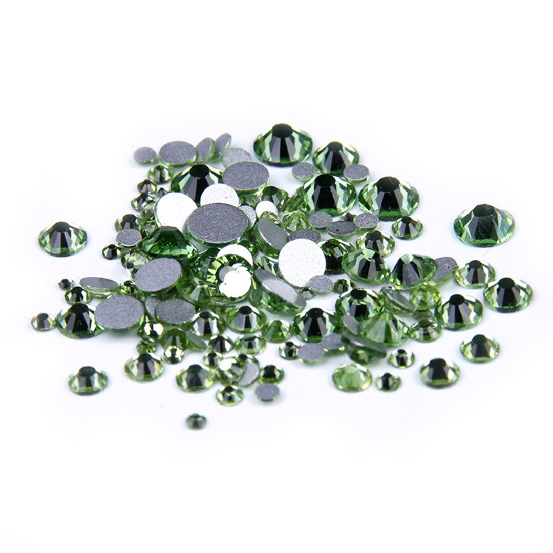 Light Green -- 5000 Pcs Assorted 8 Sizes Crystal Glass Rhinestones ...