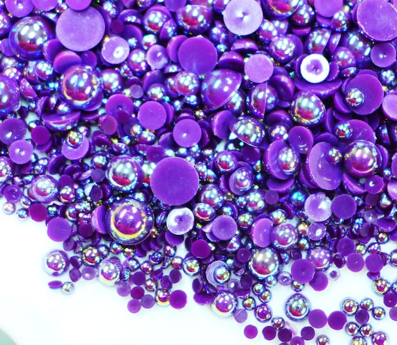 600 Pieces AB Dark Purple Mix Sizes Flat Back Resin Pearl - Etsy
