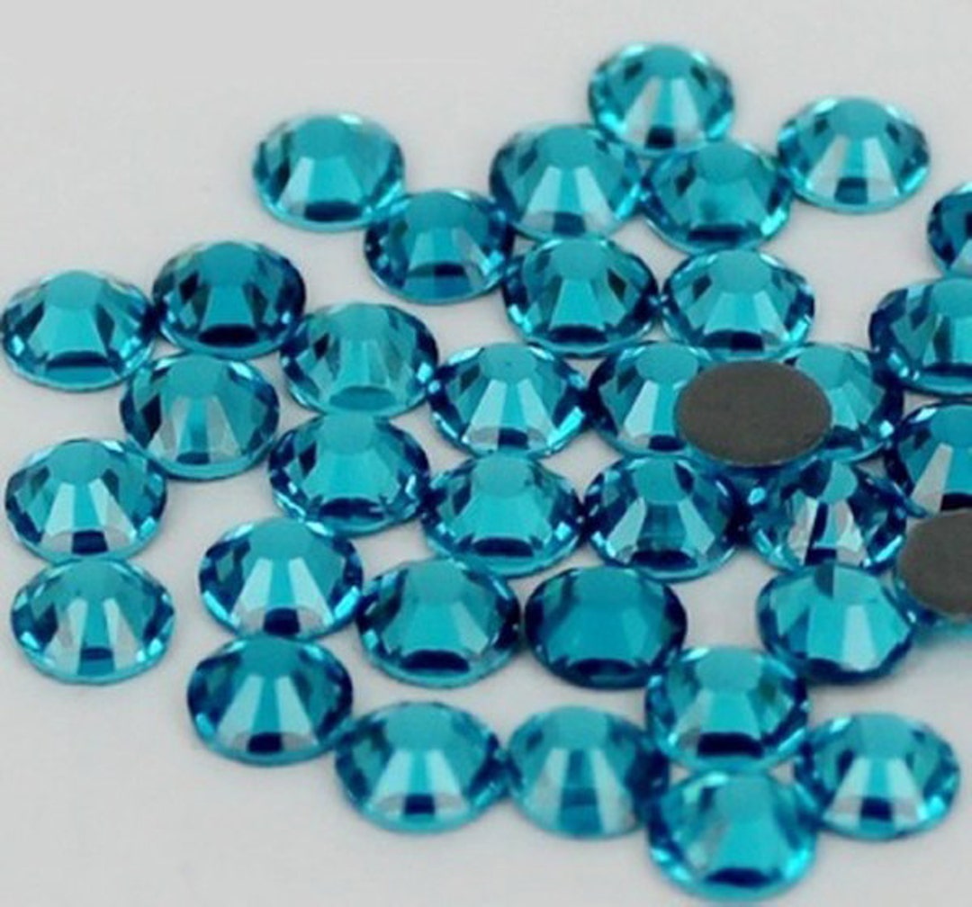 Teal Blue -- Hotfix Iron on Rhinestones Glass Rhinestone Flatback ...