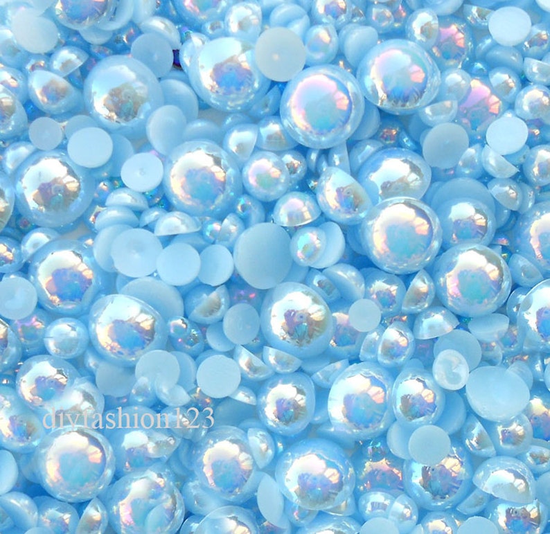 600 Pieces AB Light Blue Mix Sizes Flat Back Resin Pearl - Etsy