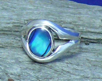 Paua Shell Sterling Silver Wire Wrapped Ring Any Size - Etsy