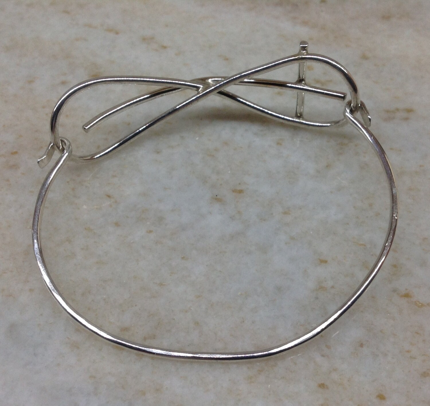 Infinity Bangle bracelet with cross Sterling Silver Wedding | Etsy
