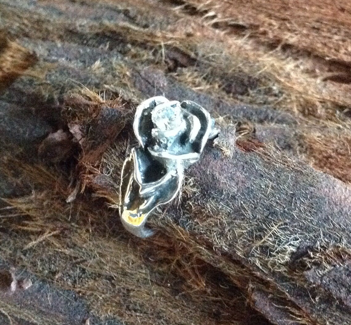 Rose Ring Band Sterling Silver With Cubic Zirconia | Etsy