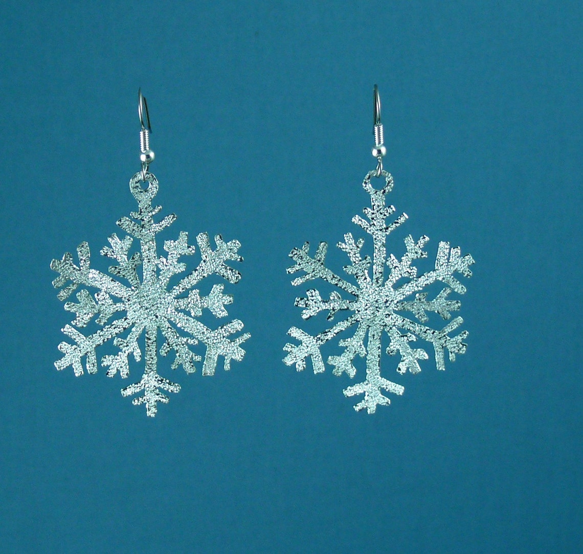Snowflake Earrings Large Sterling Silver Diamond Pave' - Etsy