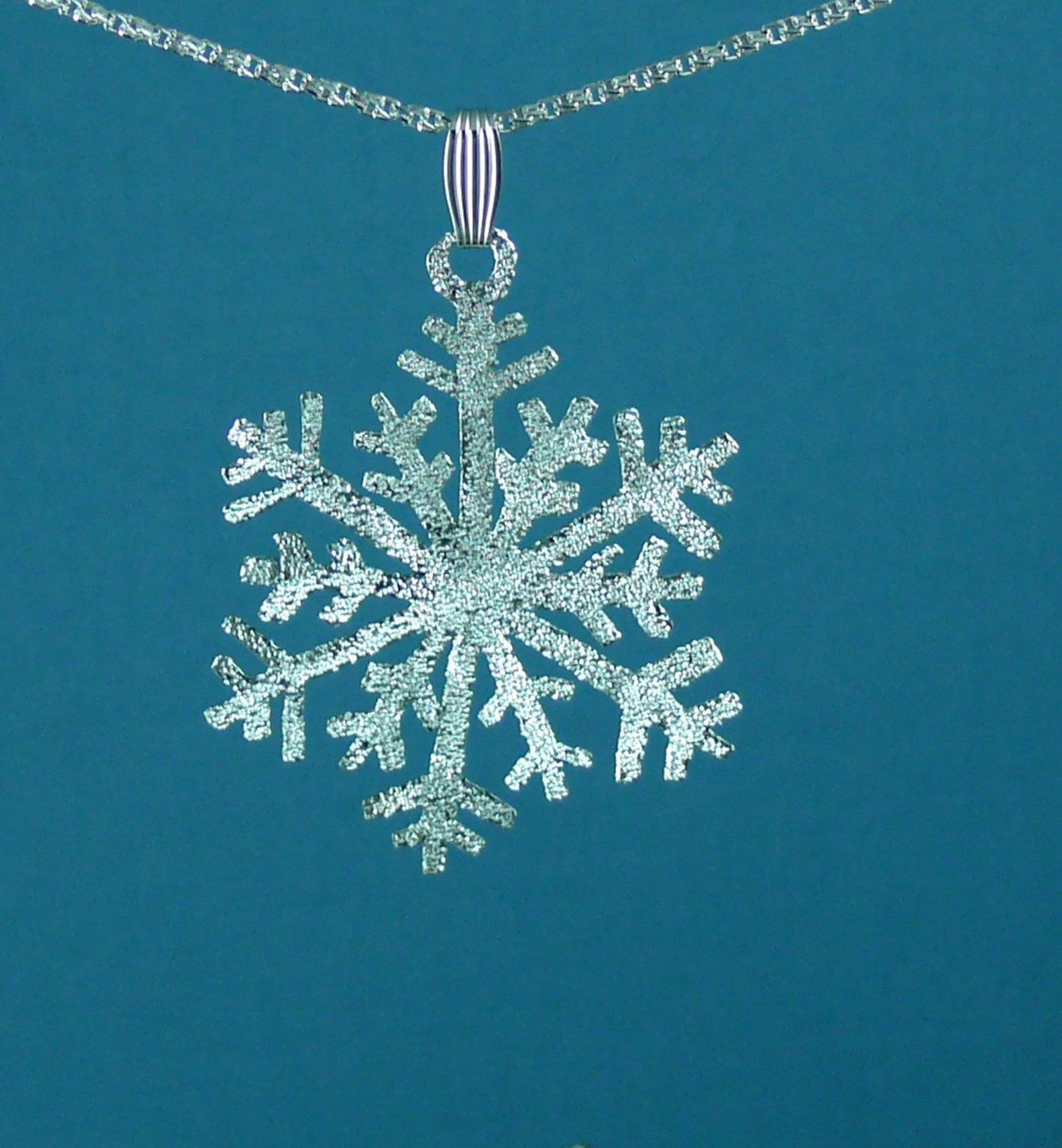 Snowflake Pendant Large Sterling Silver Diamond Pave' - Etsy