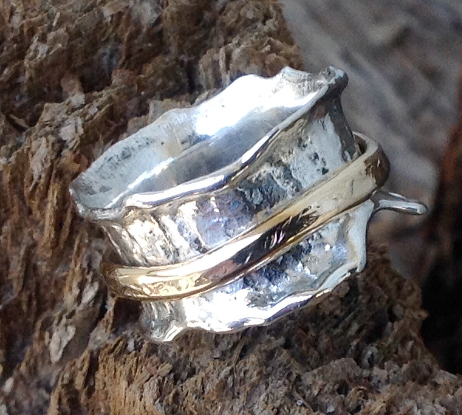 Spinner Ring Worry Ring Sterling Silver and Gold Filled - Etsy
