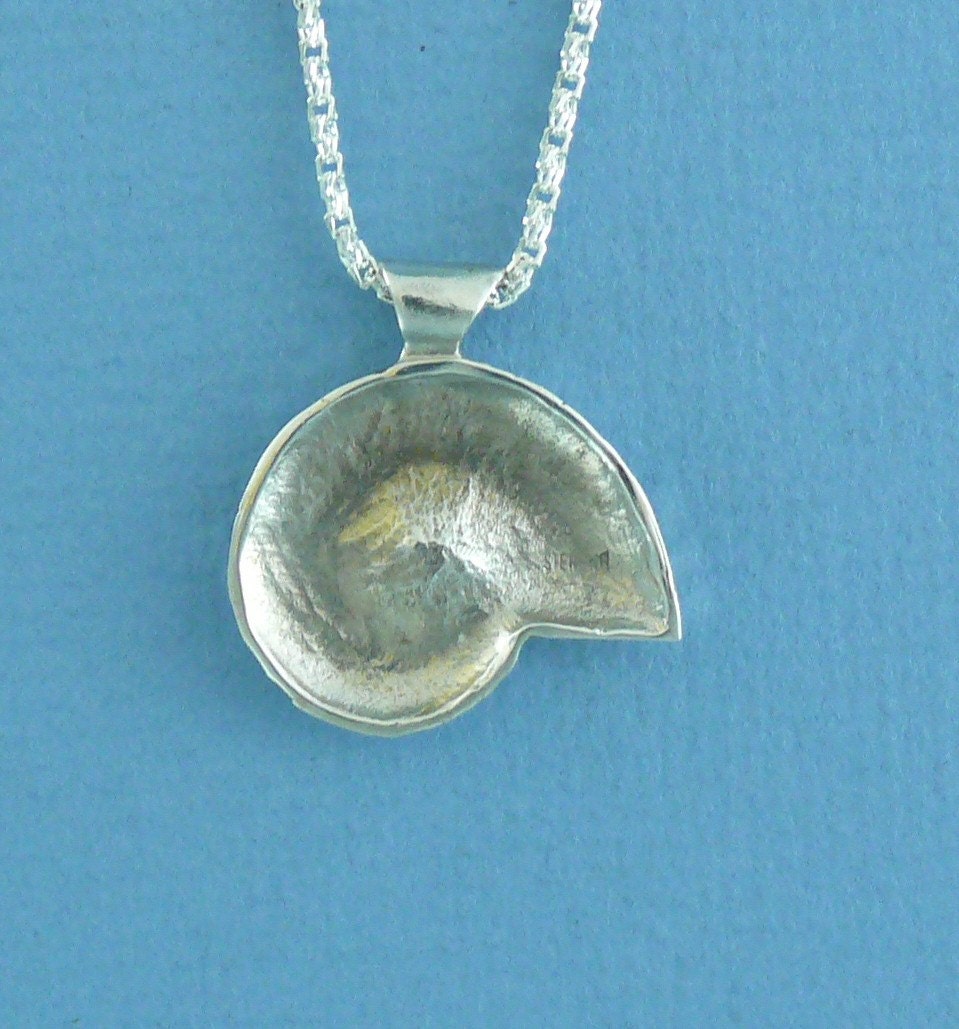 Hand Carved Nautilus Shell Pendant Sterling Silver - Etsy