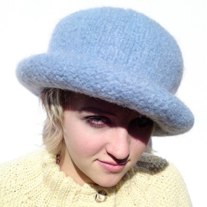 Light Blue Rolled Brim Felted Hat - Etsy