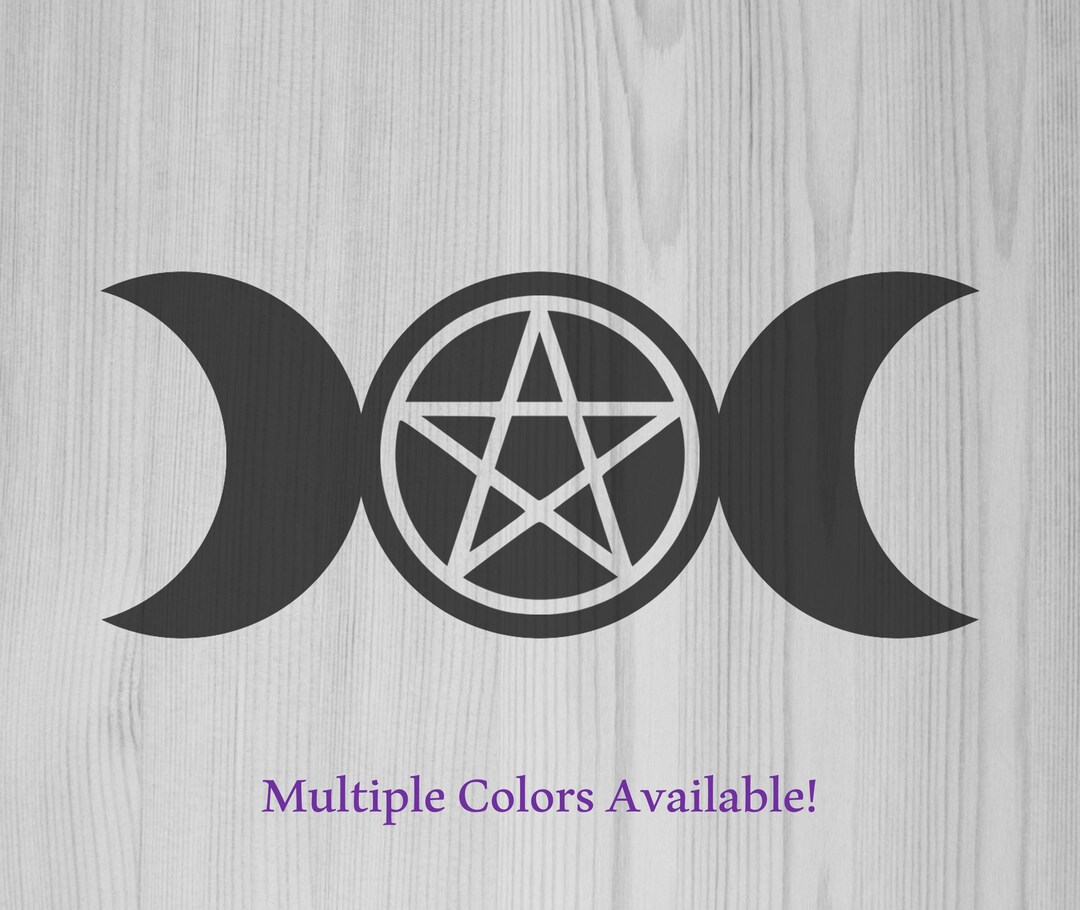 Triple Moon Pentagram / Pentacle (version 1) Glossy Permanent Vinyl ...